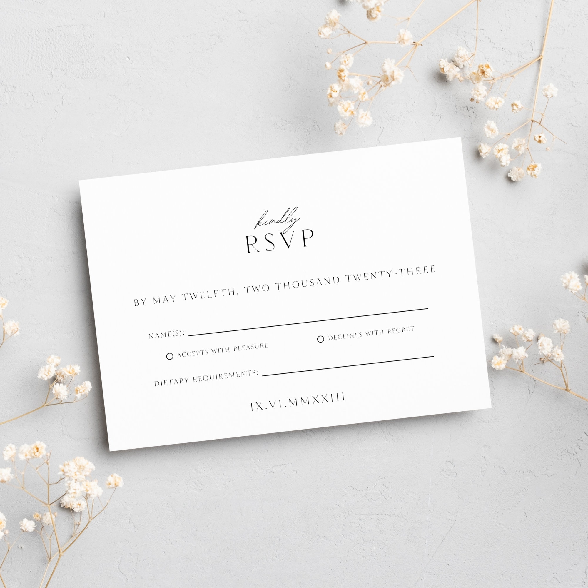 Minimalist Wedding RSVP Card Template, Editable Modern Wedding RSVP ...