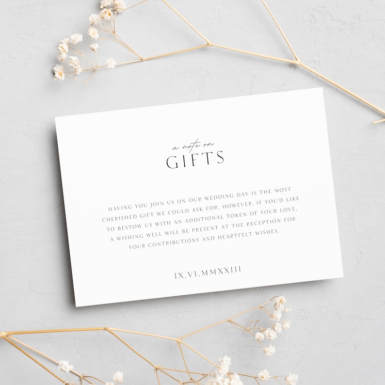 Minimalist Wedding Gifts Card Template: Editable Wishing Well (digital ...