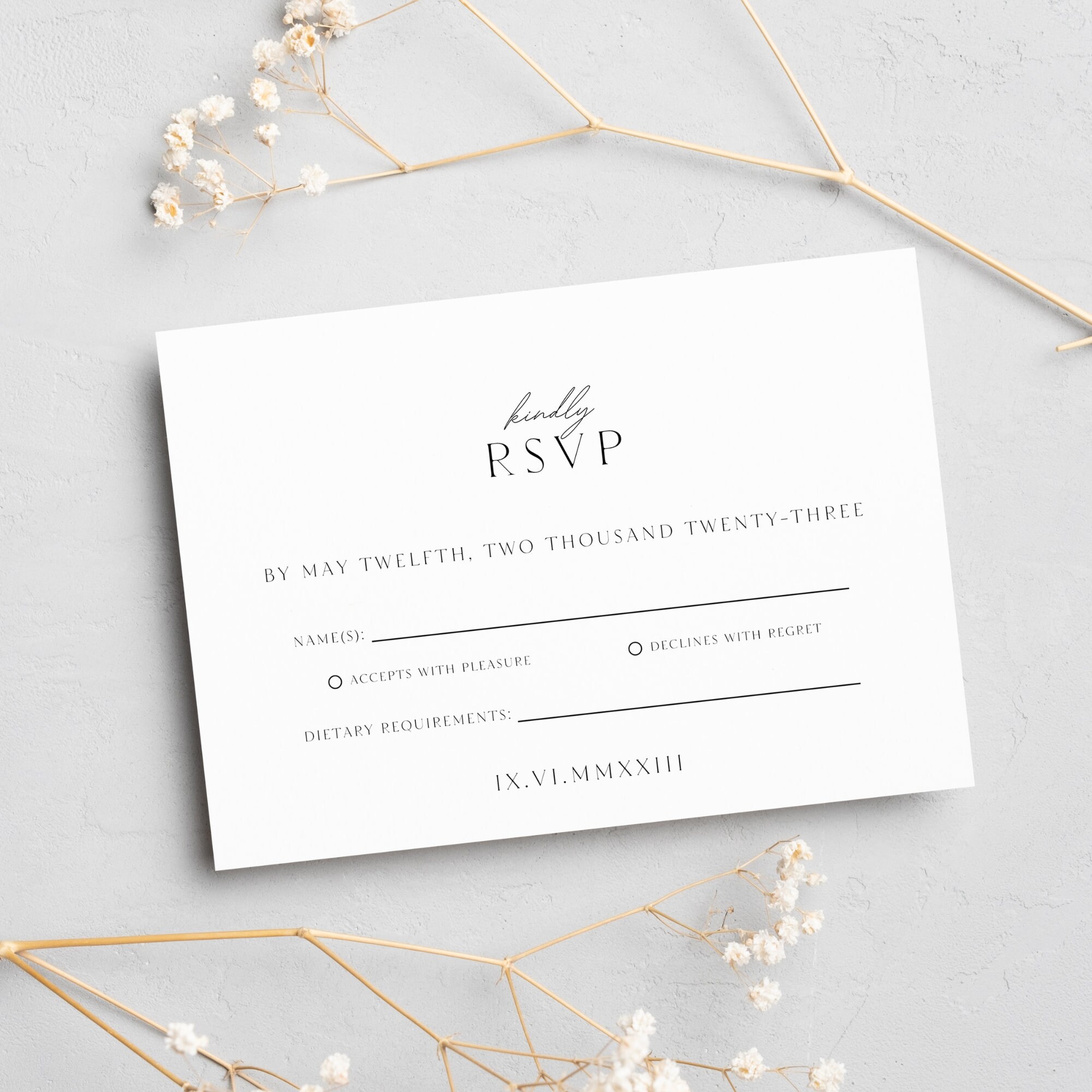 Minimalist Wedding RSVP Card Template: Editable Modern Design (digital ...