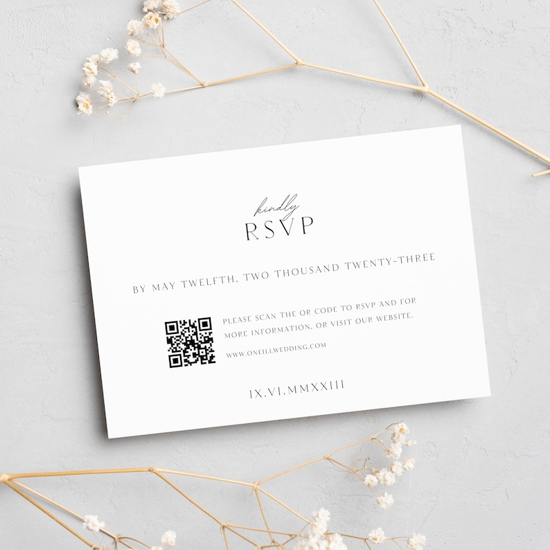Minimalist QR Code RSVP Card Template, Editable Modern Wedding Rsvp ...