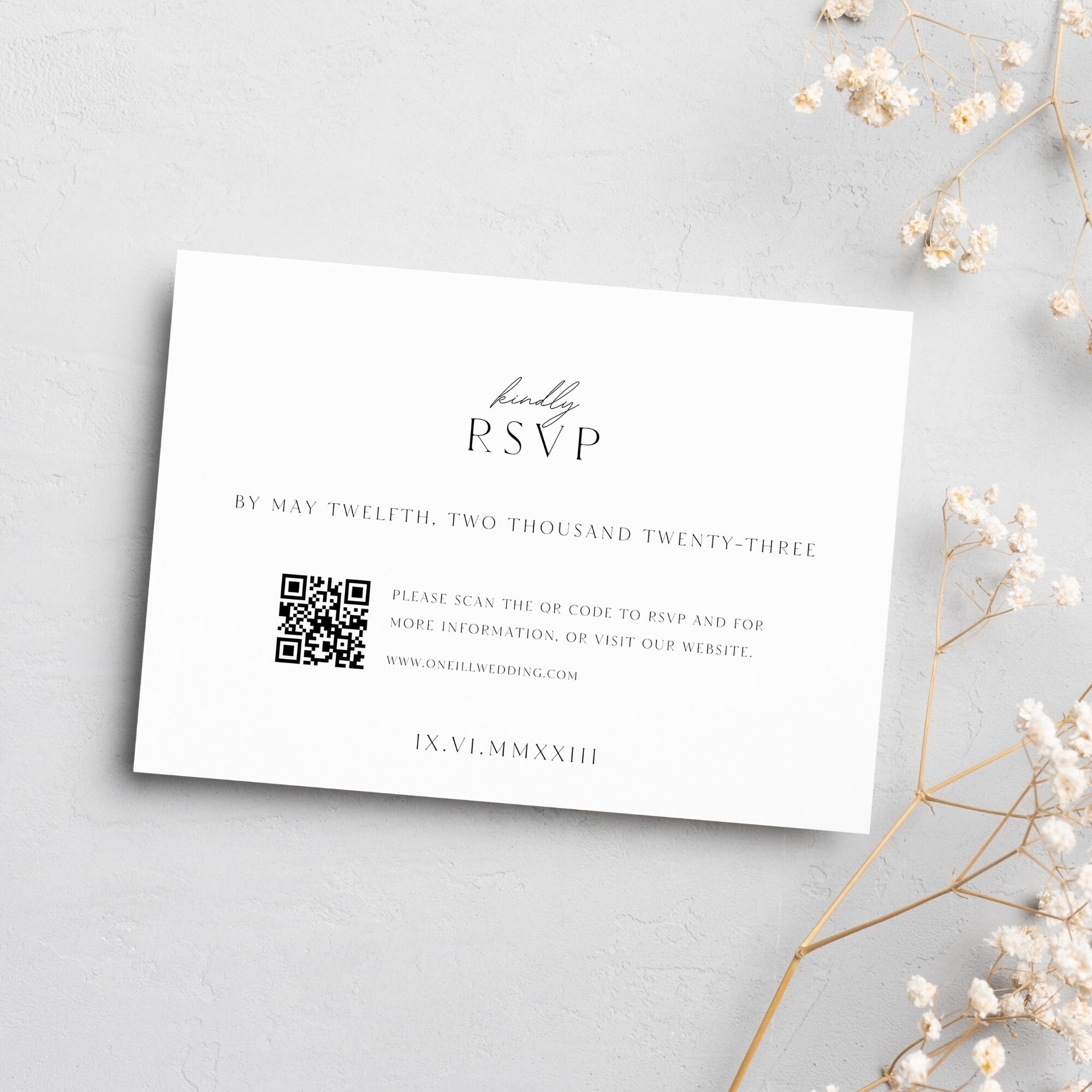 Minimalist QR Code RSVP Card Template, Editable Modern Wedding Rsvp ...