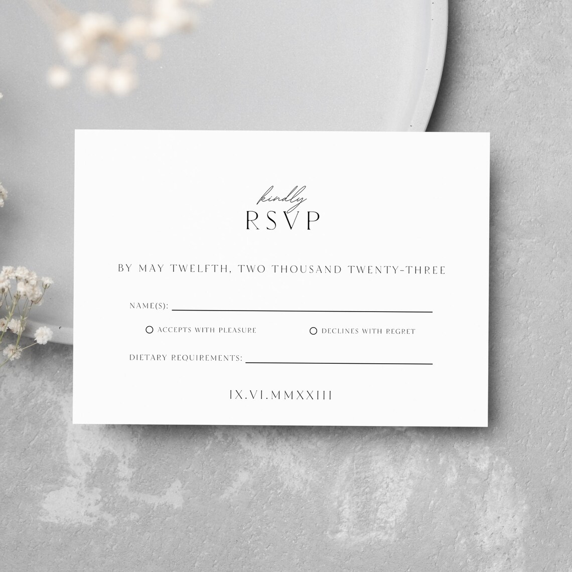 Minimalist Wedding RSVP Card Template, Editable Modern Wedding RSVP ...