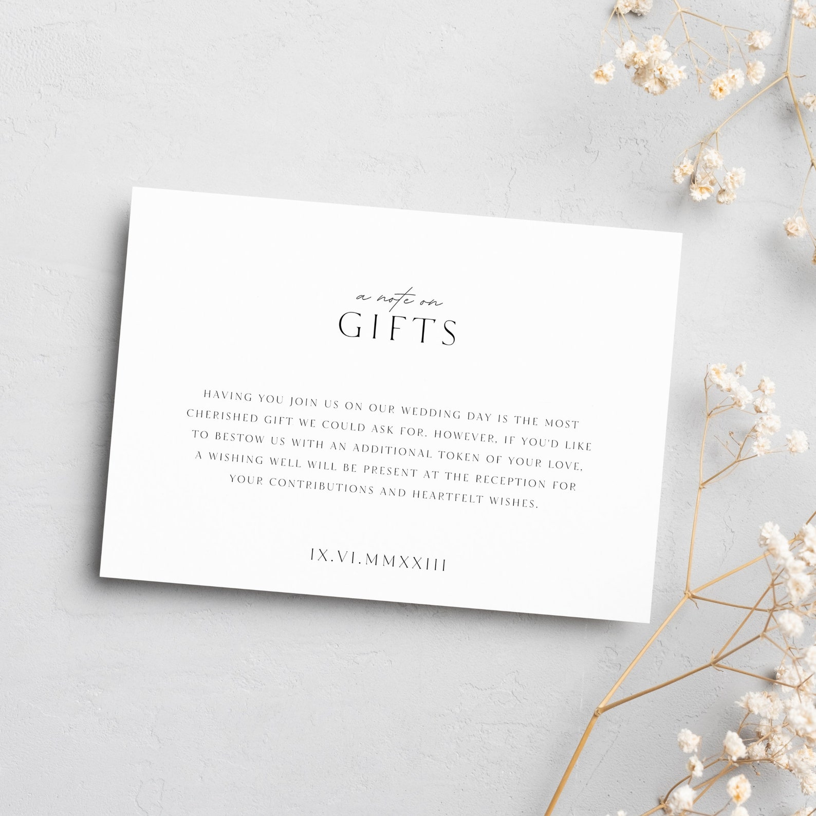Minimalist Wedding Gifts Card Template, Editable Wishing Well Wedding ...