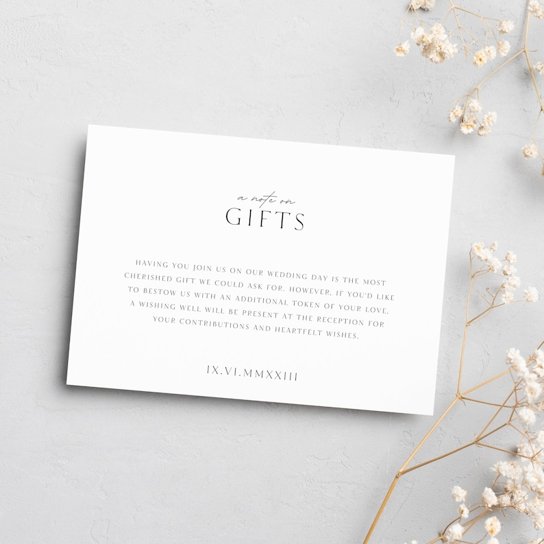 Minimalist Wedding Gifts Card Template, Editable Wishing Well Wedding ...