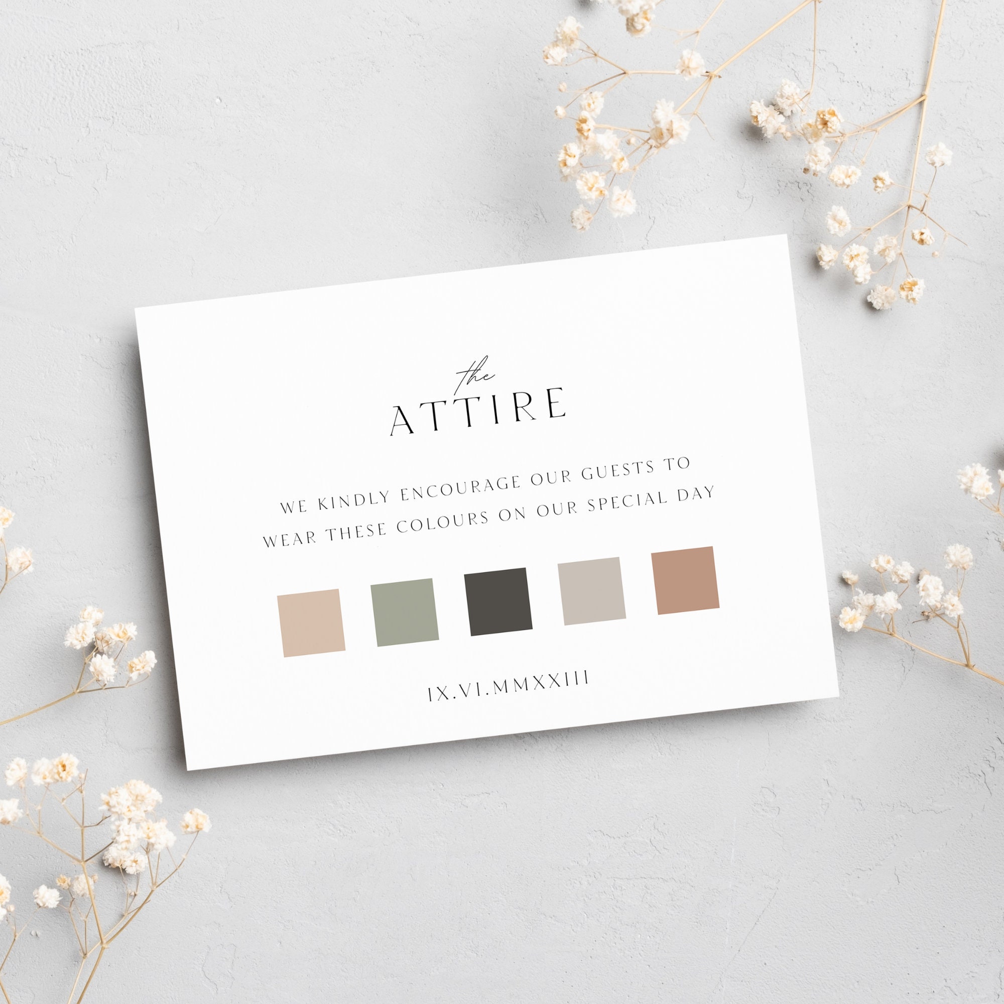 Minimalist Wedding Dress Code Card Template, Editable Simple Wedding ...