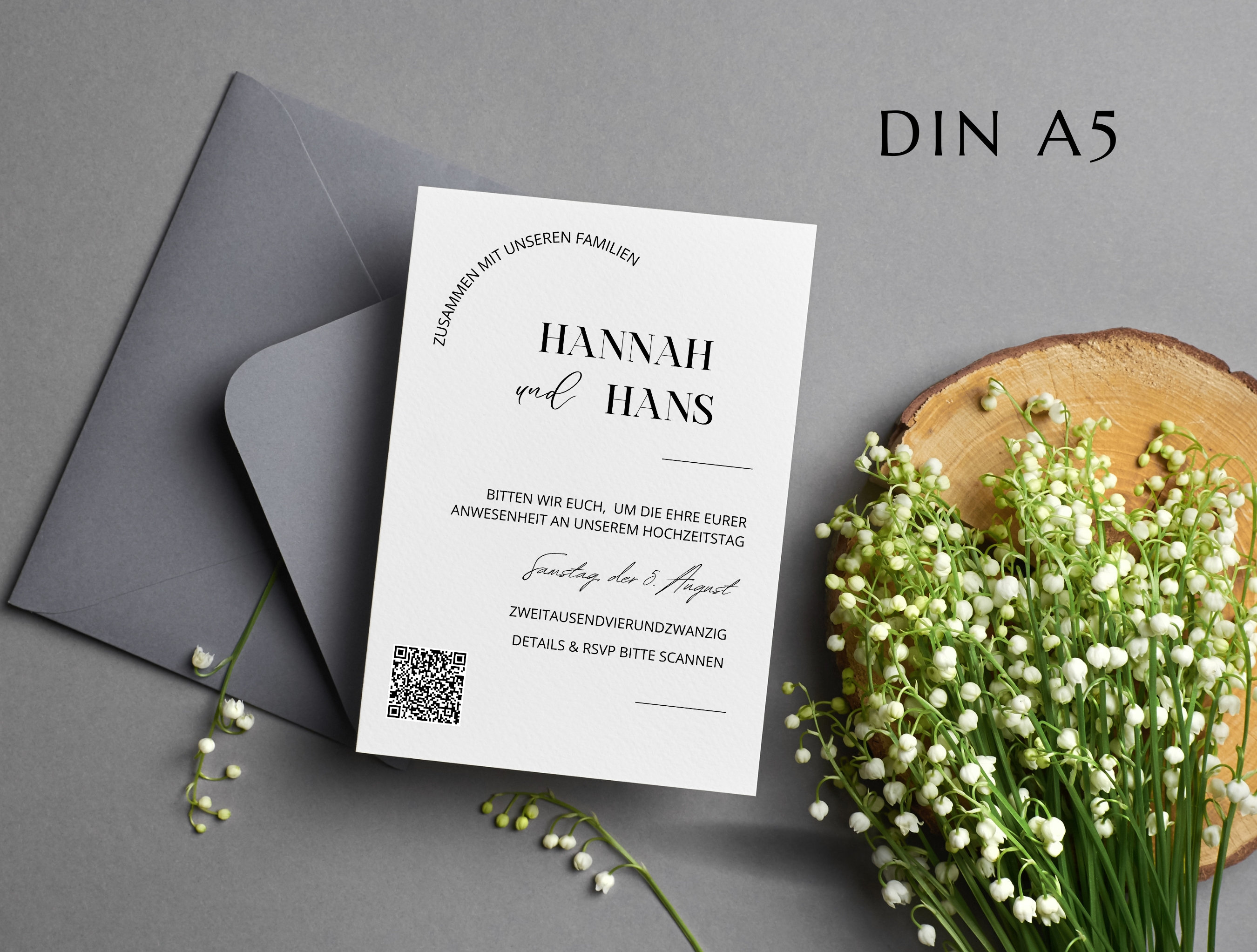 Hochzeitseinladung mit QR code Vorlage Hochzeitseinladung - Etsy México