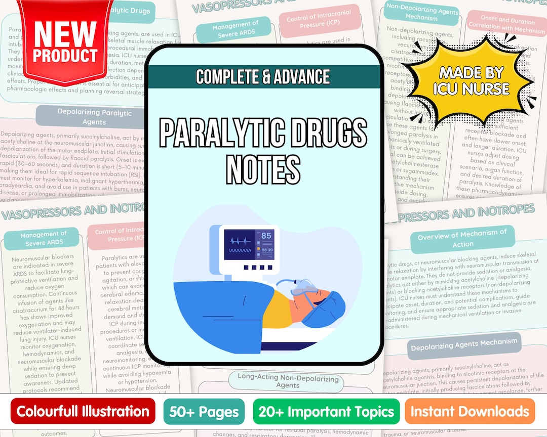 Paralytic Drugs Notes 2026, ICU Reference (digital Download) - Etsy