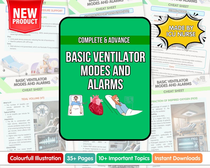 Ventilator Cheat Sheet | Nurse Study Note Guide | NCLEX Prep Sheet | Instant Digital Download ...