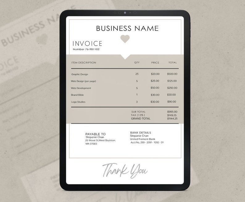 Invoice Template Receipt Template Invoice Receipt Order - Etsy