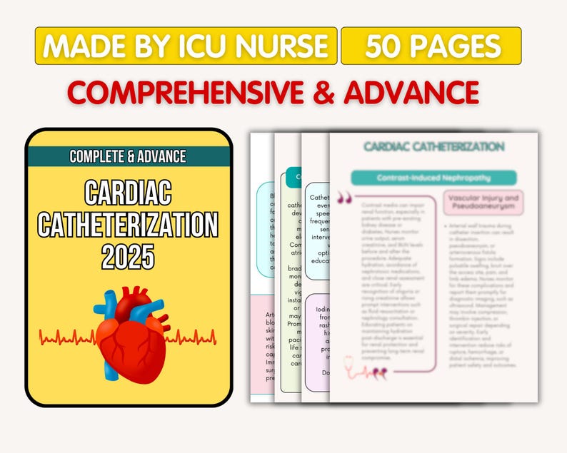 Cardiac Catheterization Nursing Notes | ICU Study Guide (digital PDF ...