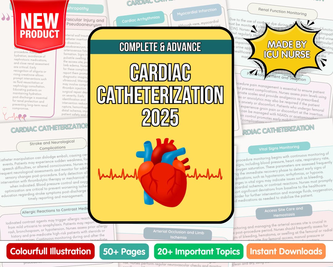 Cardiac Catheterization Nursing Notes | ICU Study Guide (digital PDF ...