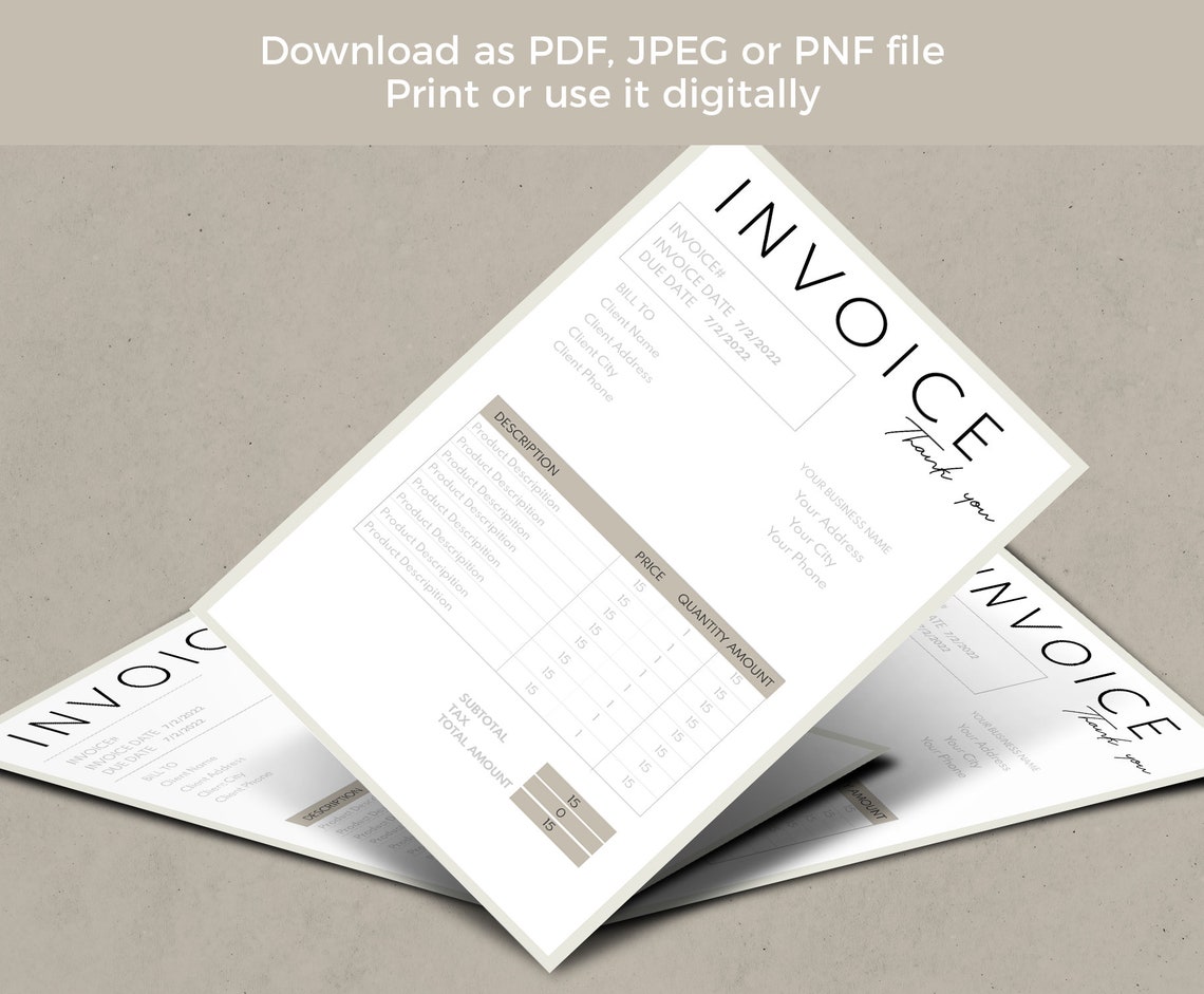 Invoice Template Receipt Template Invoice Receipt Order - Etsy Hong Kong