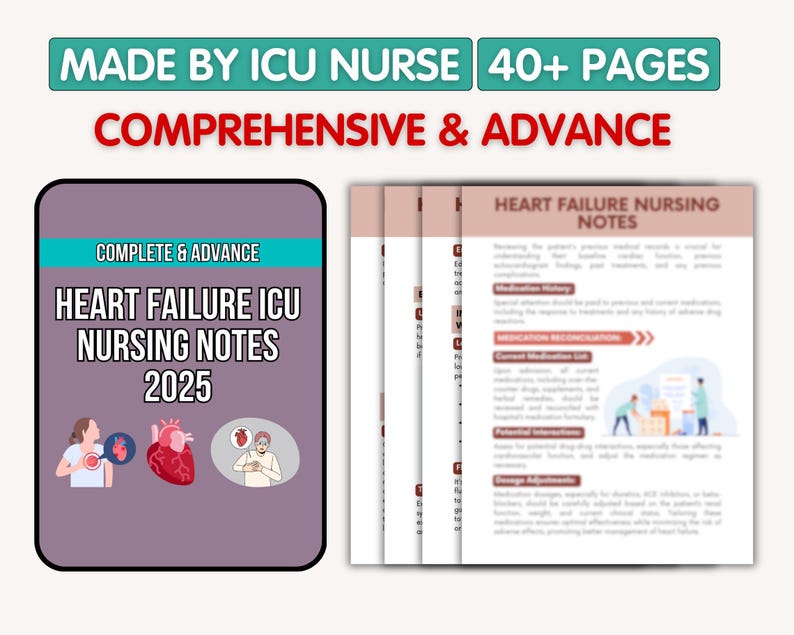 Heart Failure ICU Nursing Notes, Nurse Study Guide (digital Download ...
