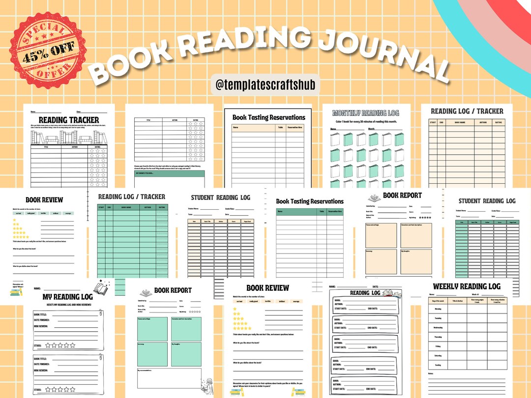Reading Log, Book Tracker, Printable Book Journal, Good-notes Journal ...