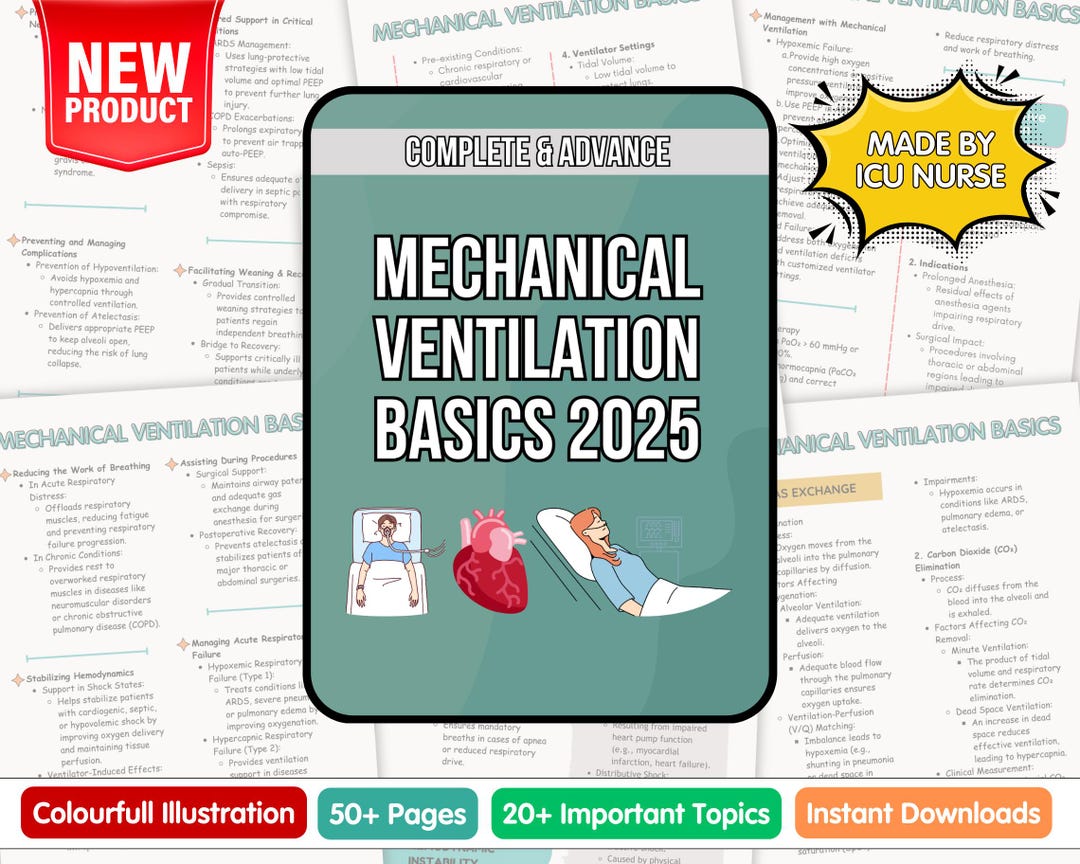 Ventilator Cheat Sheet | Nurse Study Note Guide | NCLEX Prep Sheet | Instant Digital Download ...