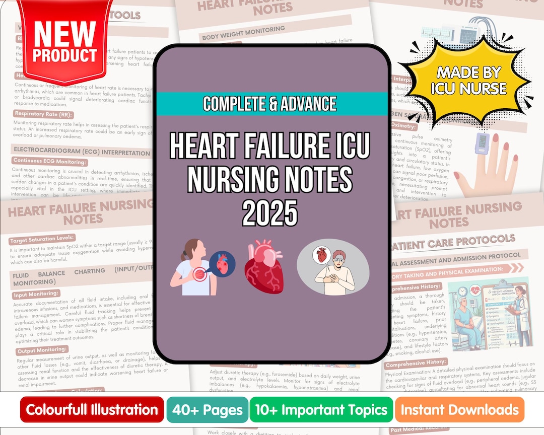 Heart Failure ICU Nursing Notes, ICU Nursing Note Bundle, ICU Starter ...