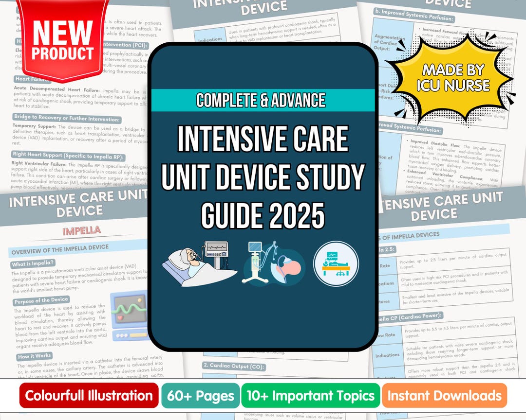 ICU Device Cheat Sheet Bundle, CVICU Nurse Notes, CCRN Study Guide ...