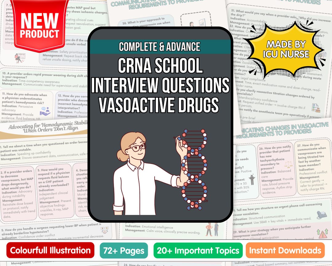 CRNA School Prep Clinical Interview Questions: Vasoactive Drugs NEW 70 ...