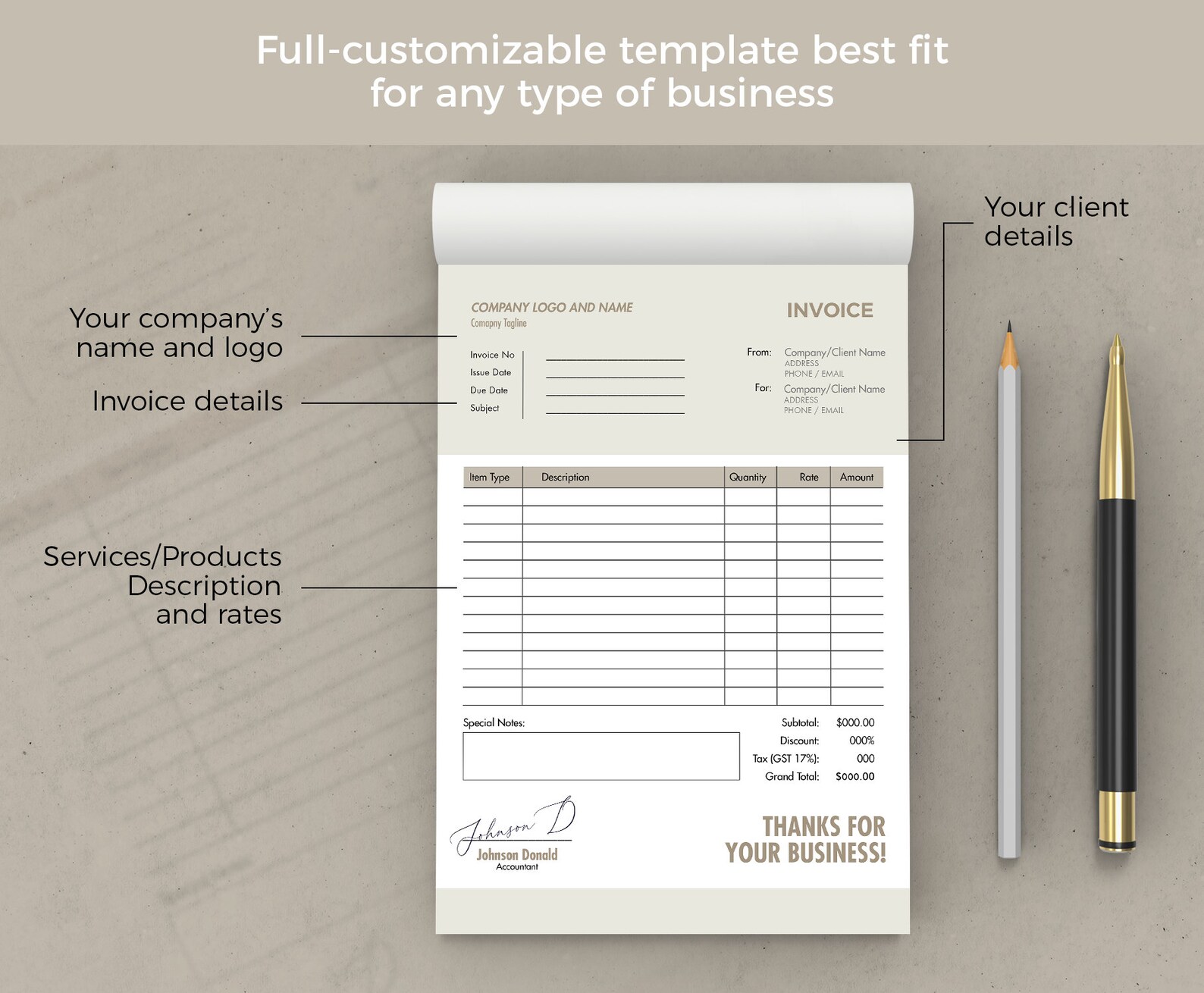 Invoice Template Receipt Template Invoice Receipt Order - Etsy