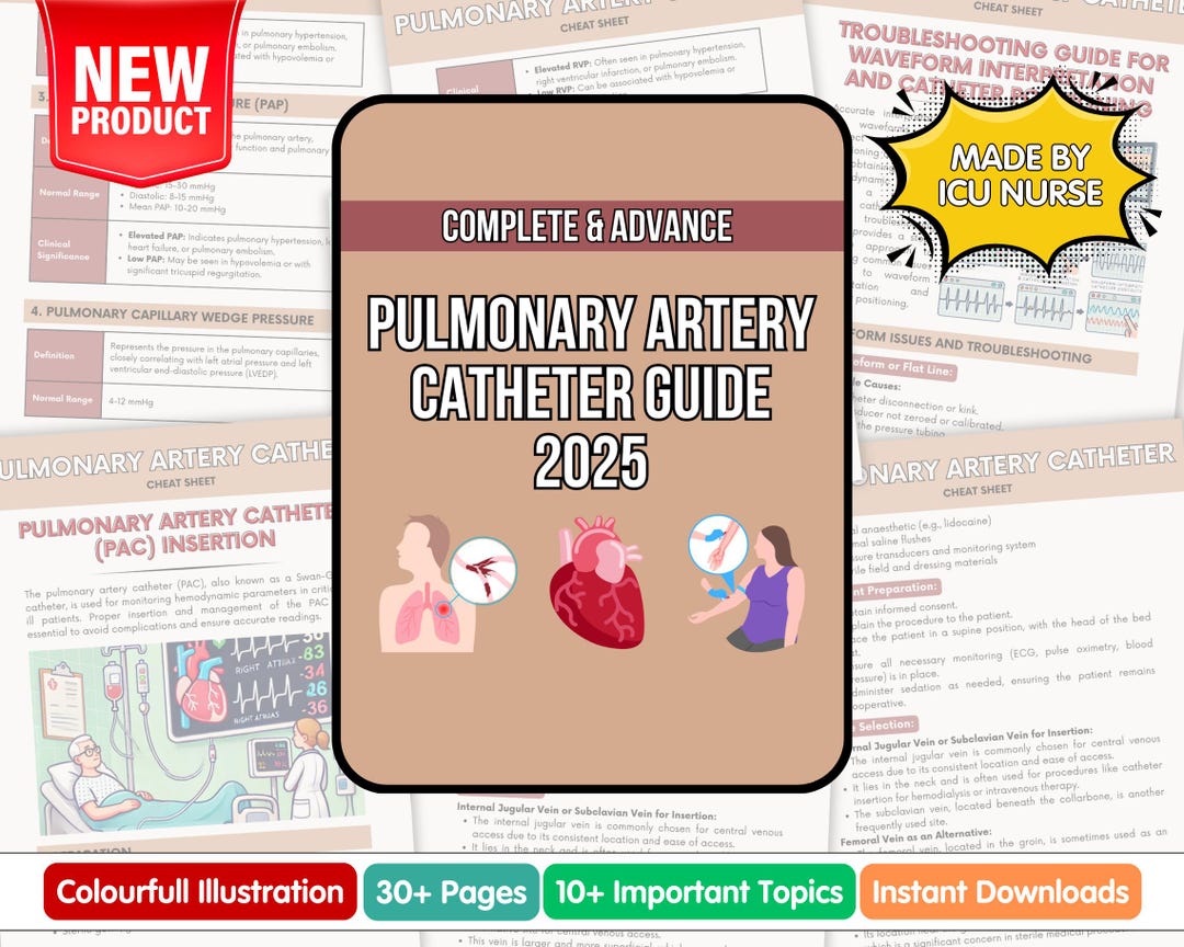 Pulmonary Artery Catheter Guide, CVICU Nurse Notes (digital Download ...