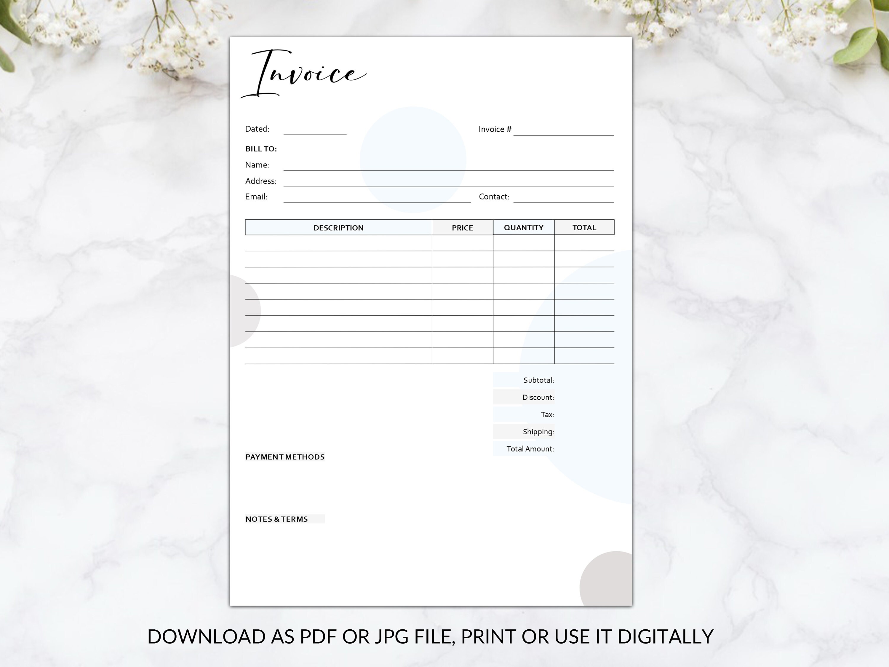 Invoice Template Receipt Template Editable Invoice Invoice - Etsy