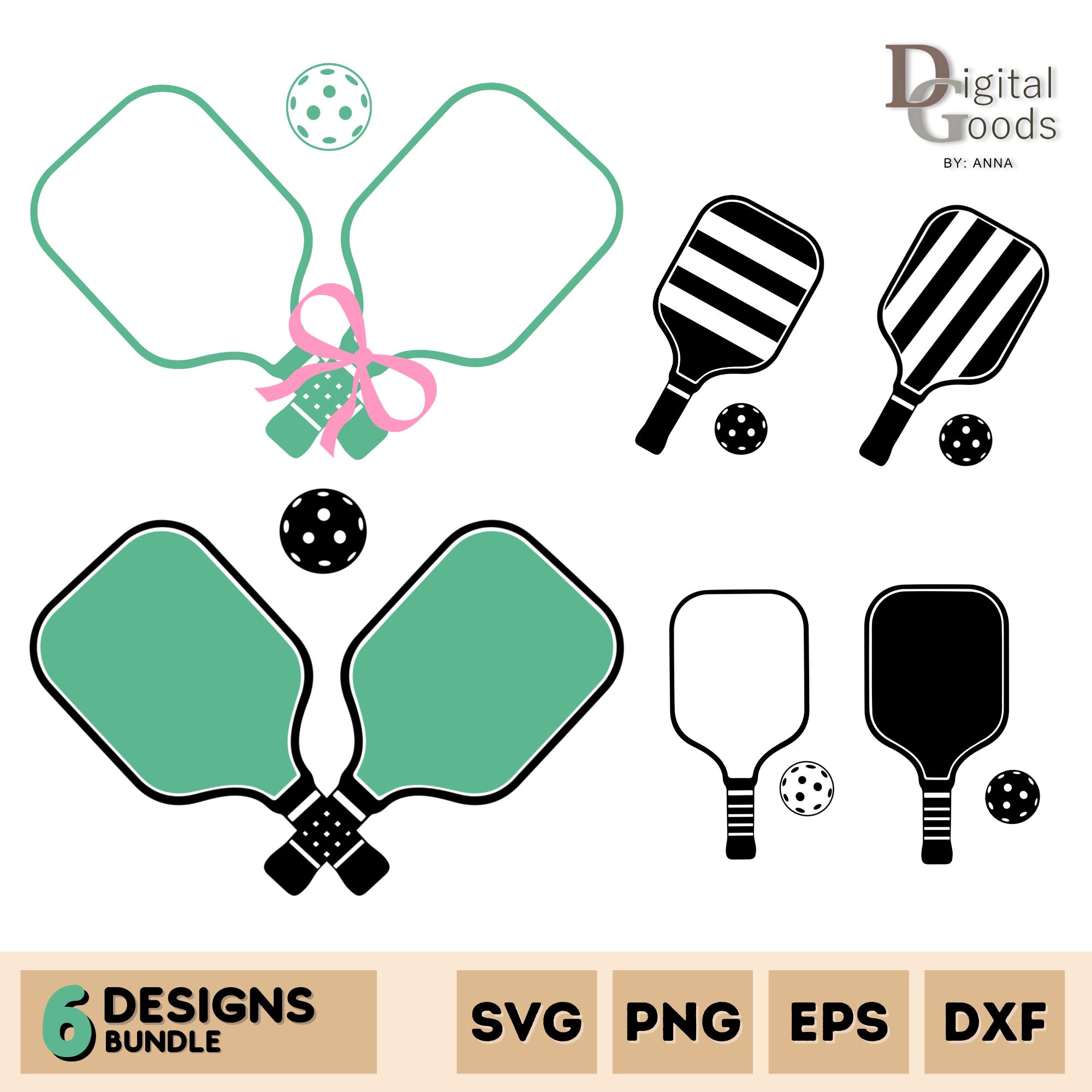 Pickleball SVG PNG Bundle With 6 Designs, Customizable SVG Bundle ...