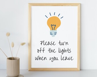 Turn off Lights Sign - Etsy