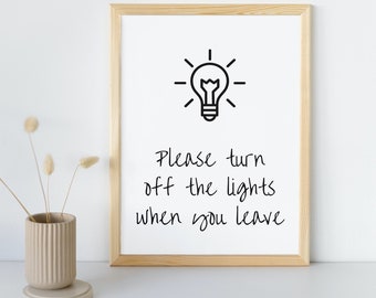 Turn off Lights Sign - Etsy