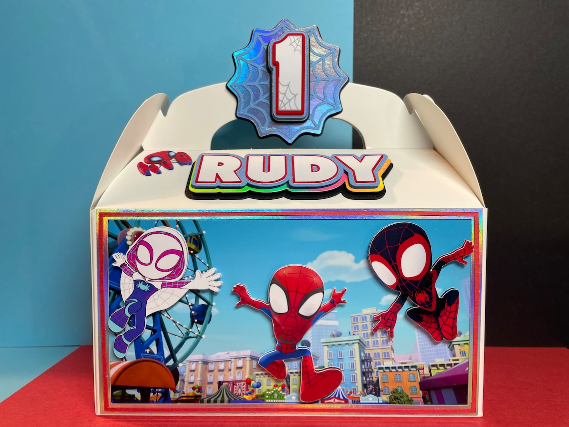Spidey and Friends Gable Favor Box, Birthday Theme Goodie Box - Etsy