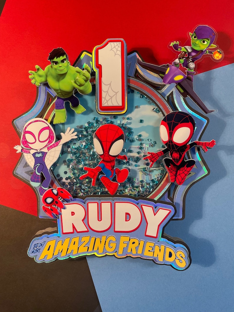 Spidey and His Amazing Friends Cake Topper with Confetti and Light ...