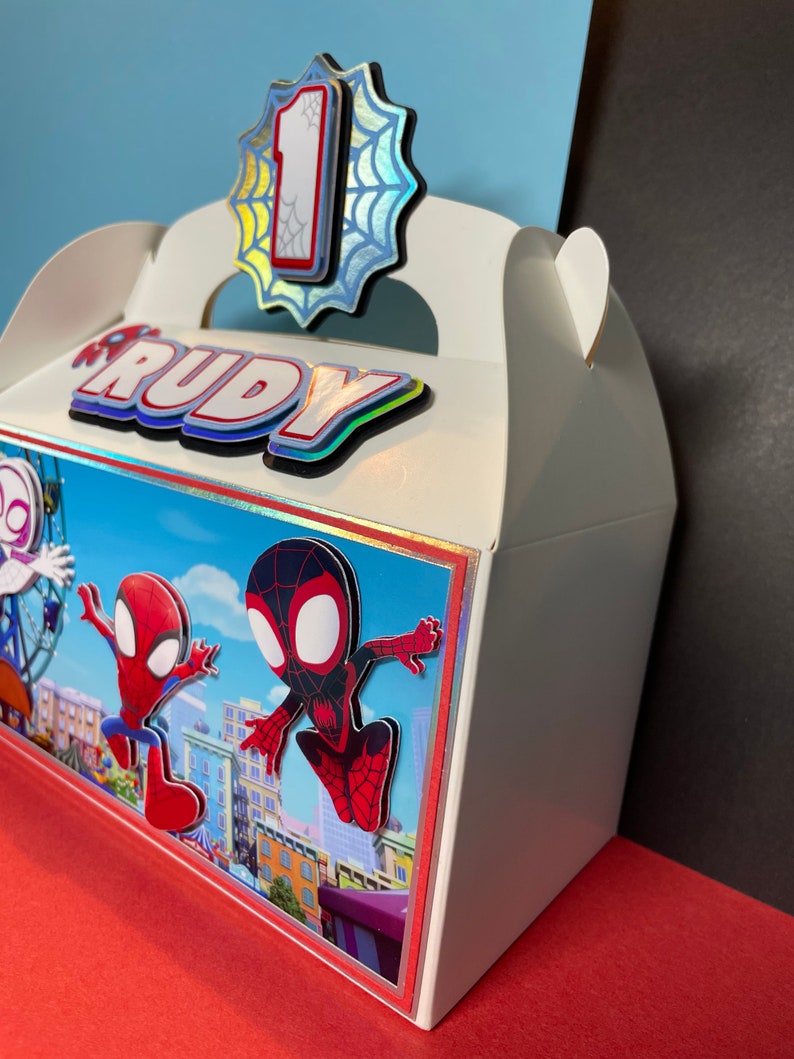 Spidey and Friends Gable Favor Box, Birthday Theme Goodie Box - Etsy
