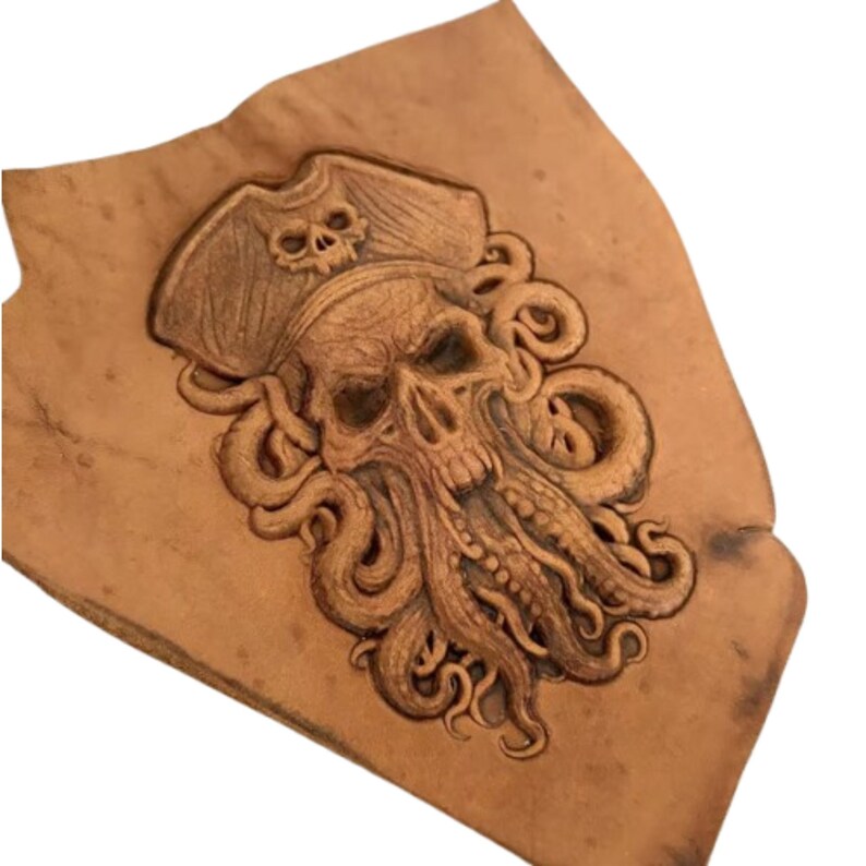 3D Skull Octopus Leather Stamp Mold - Pirate Head, Metal Aluminium ...