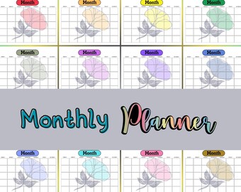 Minimalist Blank Calendar Printable Undated 12-month Editable Canva ...