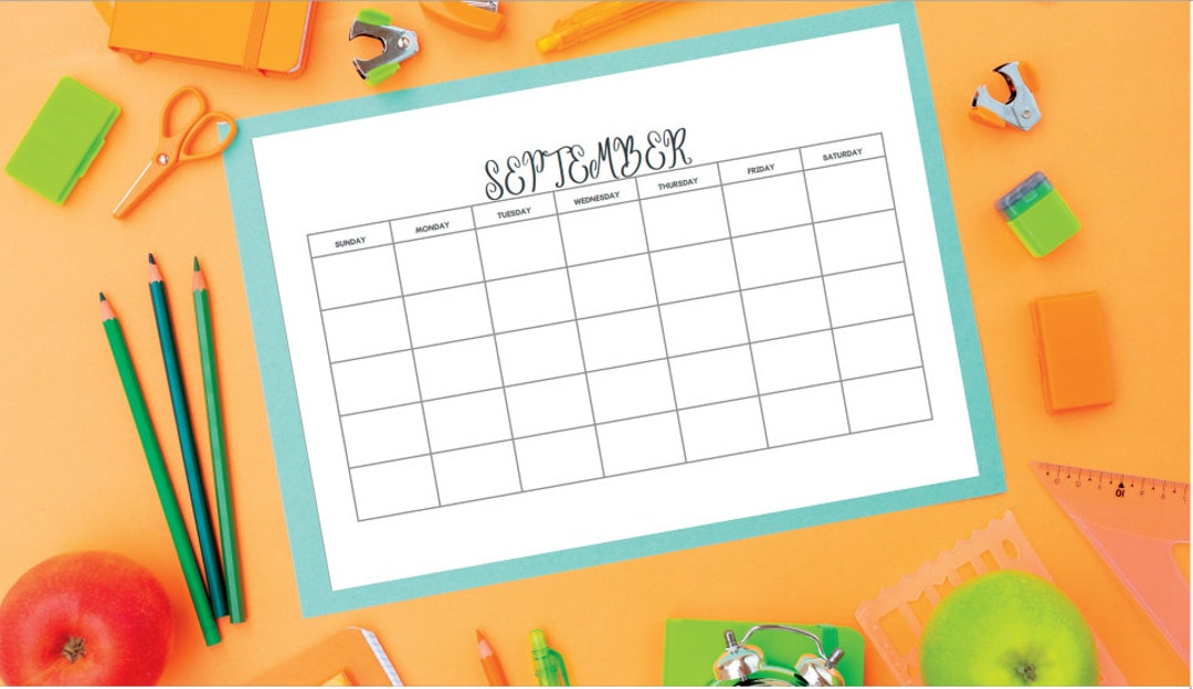 Minimalist Blank Calendar Printable | Undated 12-month Canva Template ...
