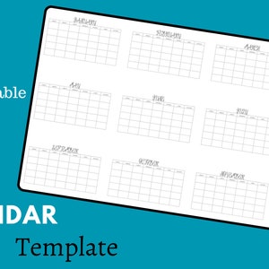 Minimalist Blank Calendar Printable | Undated 12-month Canva Template ...