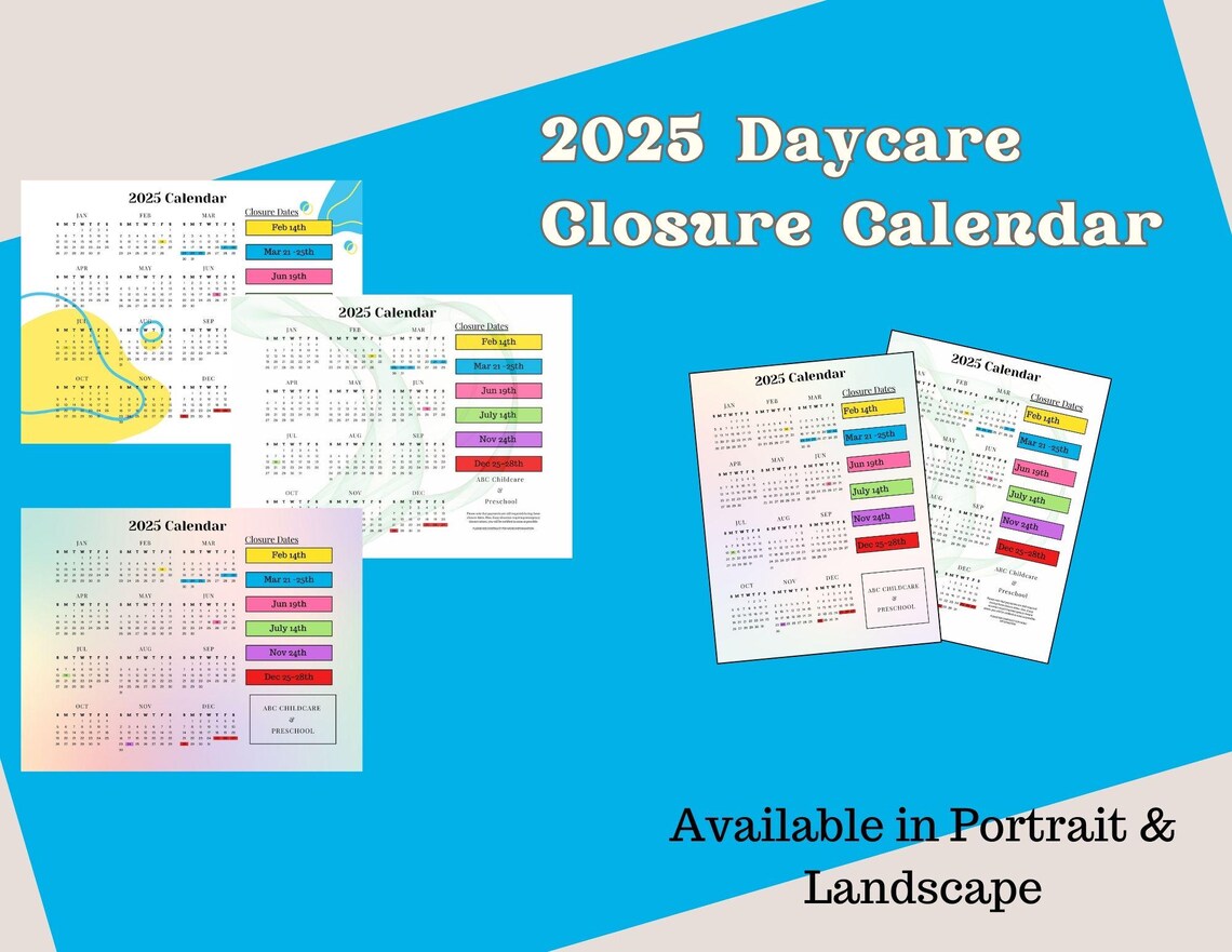 FREE!!! 2024 Holiday Closure Calendar Template With Purchase of 2025 ...