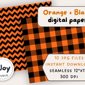 Orange and Black Digital Paper Pack Halloween Pattern Set - Etsy