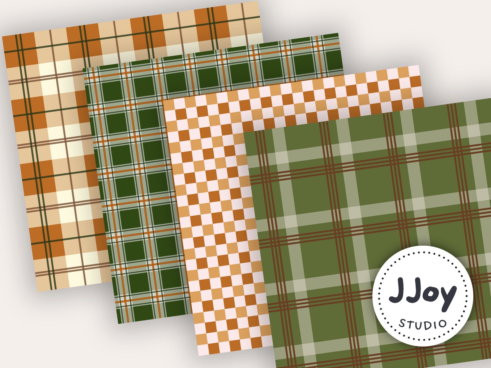 Fall Plaid Digital Paper Printable Set Earthy Digital Paper - Etsy