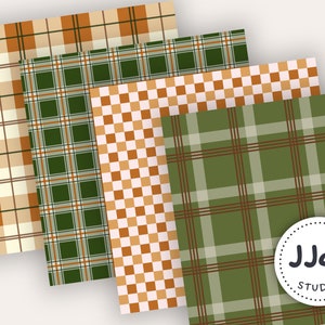 Fall Plaid Digital Paper Printable Set Earthy Digital Paper - Etsy