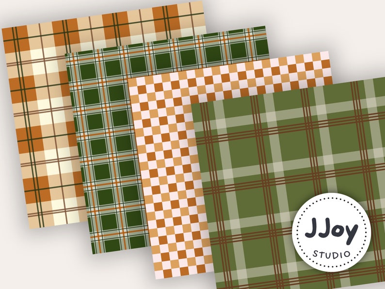 Fall Plaid Digital Paper Printable Set Earthy Digital Paper - Etsy