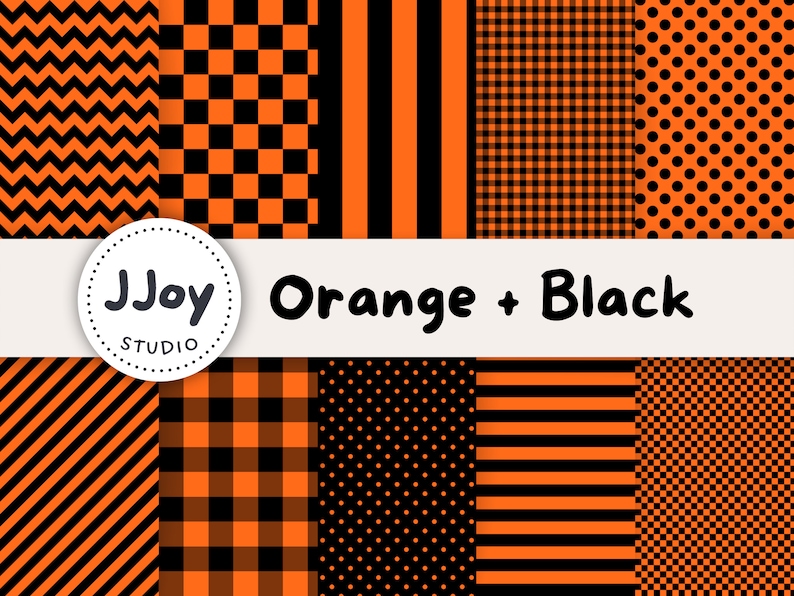 Orange and Black Digital Paper Pack Halloween Pattern Set - Etsy