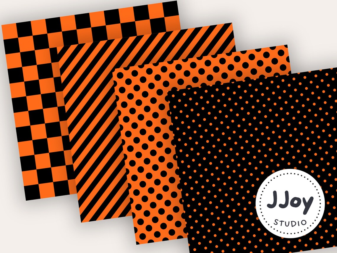 Orange and Black Digital Paper Pack Halloween Pattern Set - Etsy