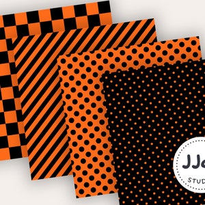 Orange and Black Digital Paper Pack Halloween Pattern Set - Etsy
