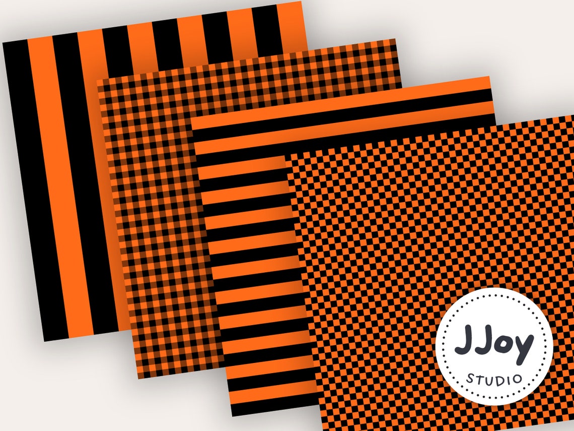 Orange and Black Digital Paper Pack Halloween Pattern Set - Etsy