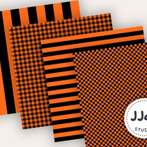 Orange and Black Digital Paper Pack Halloween Pattern Set - Etsy