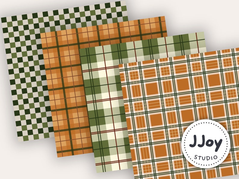 Fall Plaid Digital Paper Printable Set Earthy Digital Paper - Etsy