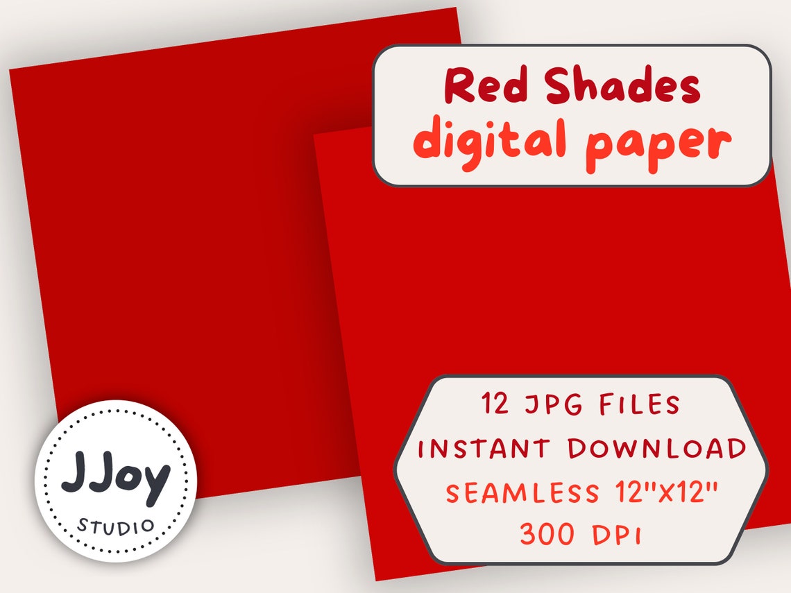 Red Digital Paper Set Solid Color Scrapbook Paper Printable - Etsy