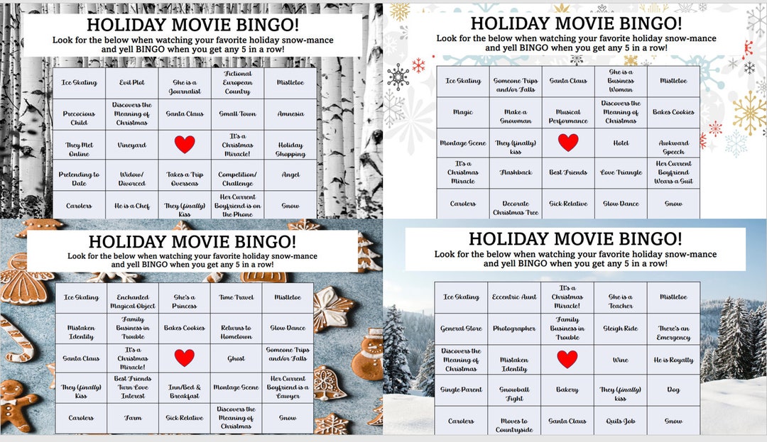 Fun Holiday Movie Bingo/ Christmas Viewing Party Game - Etsy