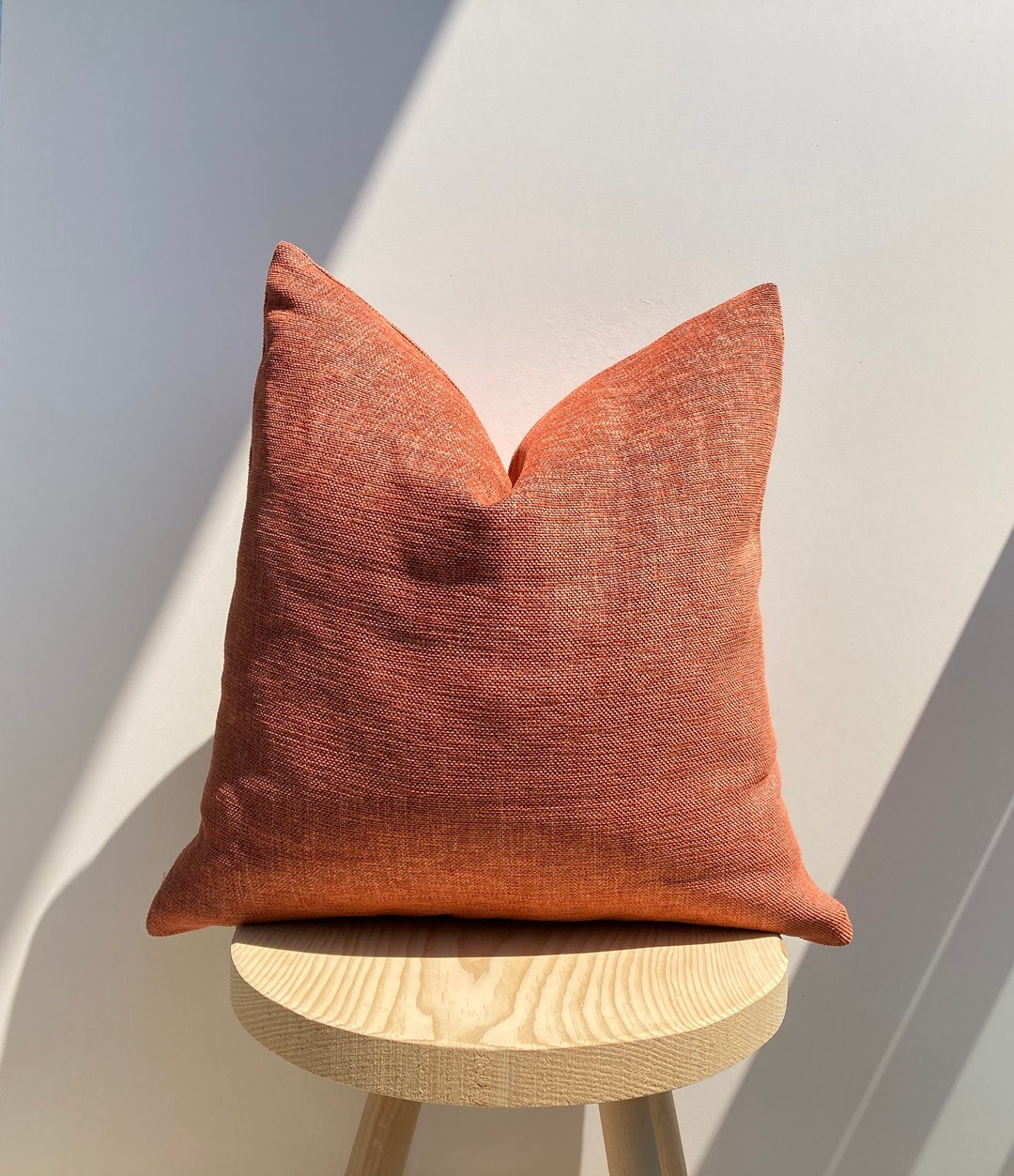 Brick Color Linen Throw Pillow Cover,burnt Orange Linen Decorative ...