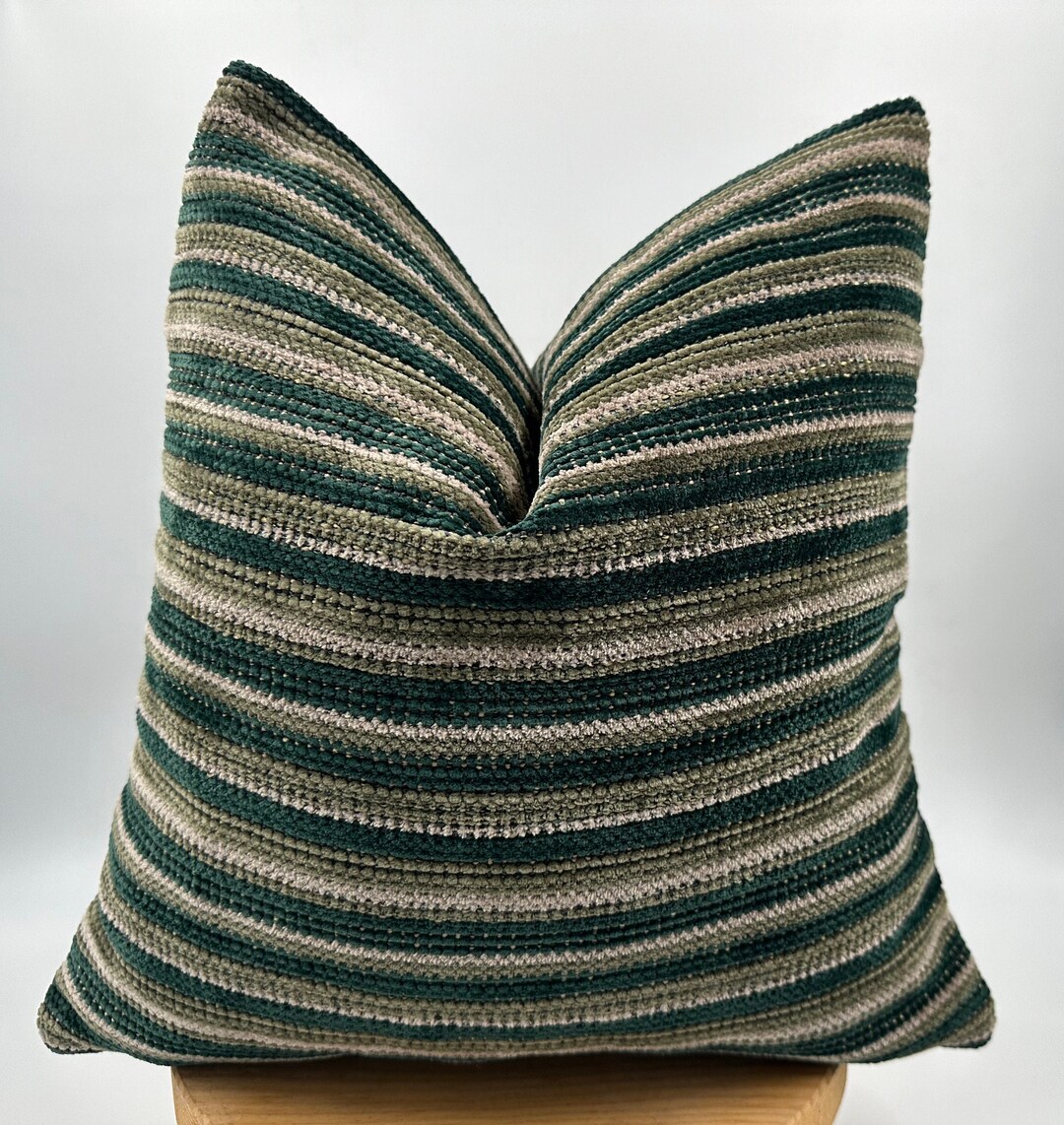 Drak Green and Soft Green Striped Pillow Cover,striped Green Euro Sham ...